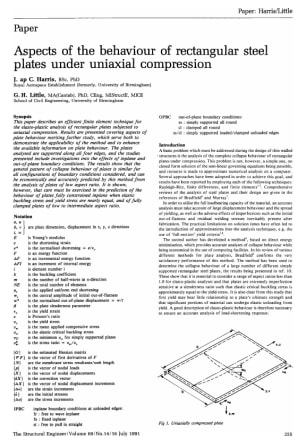 Aspects of the Behaviour of Rectangular Steel Plates Under Uniaxial ...
