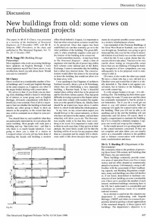 Discussion on New Buildings from Old: Some Views on Refurbishment Projects by Mr B.P. Clancy ...