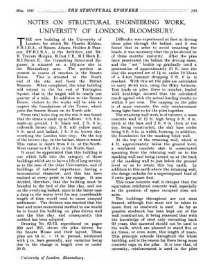 Notes on Structural Engineering Work, University of London, Bloomsbury ...