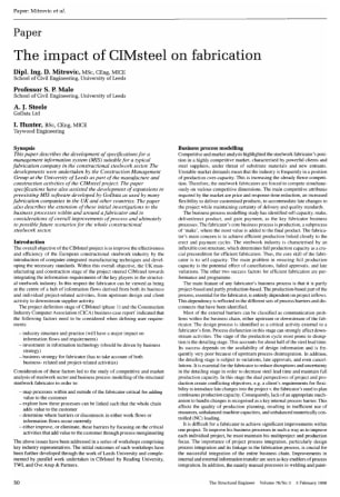 The Impact of CIMSteel on Fabrication - The Institution of Structural ...