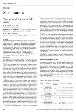 Steel Frames. Testing Steel Frames at Full Scale - The Institution of ...