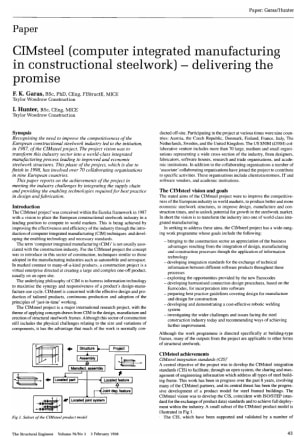 CIMSteel (Computer Integrated Manufacturing in Constructional Steelwork ...