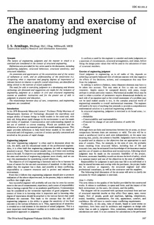 The Anatomy and Exercise of Engineering Judgement - The Institution of ...