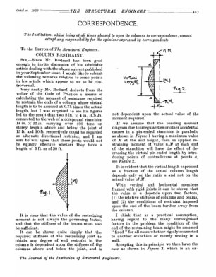 Correspondence. Column Restraint - The Institution of Structural Engineers