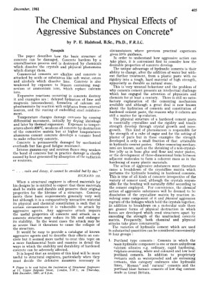 The Chemical and Physical Effects of Aggressive Substances on Concrete ...