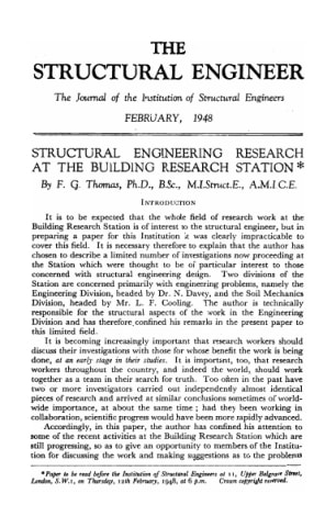 Structural Engineering Research at the Building Research Station - The ...