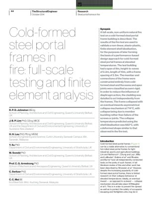 Cold-formed steel portal frames in fire: full-scale testing and finite ...
