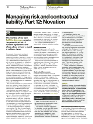 Managing risk and contractual liability. Part 12: Novation - The ...