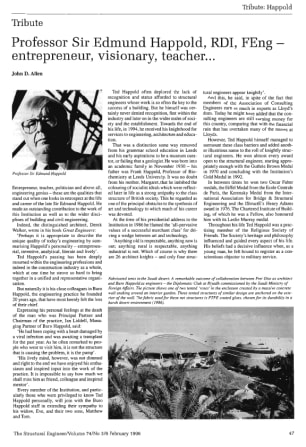 Tribute. Professor Sir Edmund Happold, RDI, FEng - Entrepreneur ...