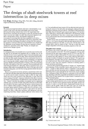 The Design of Shaft Steelwork Towers at Reef Intersection in Deep Mines ...