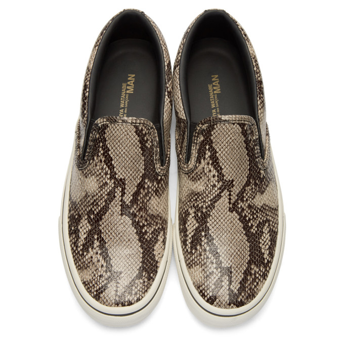 JUNYA WATANABE Beige Faux-Python Slip-On Sneakers in Neutrals | ModeSens